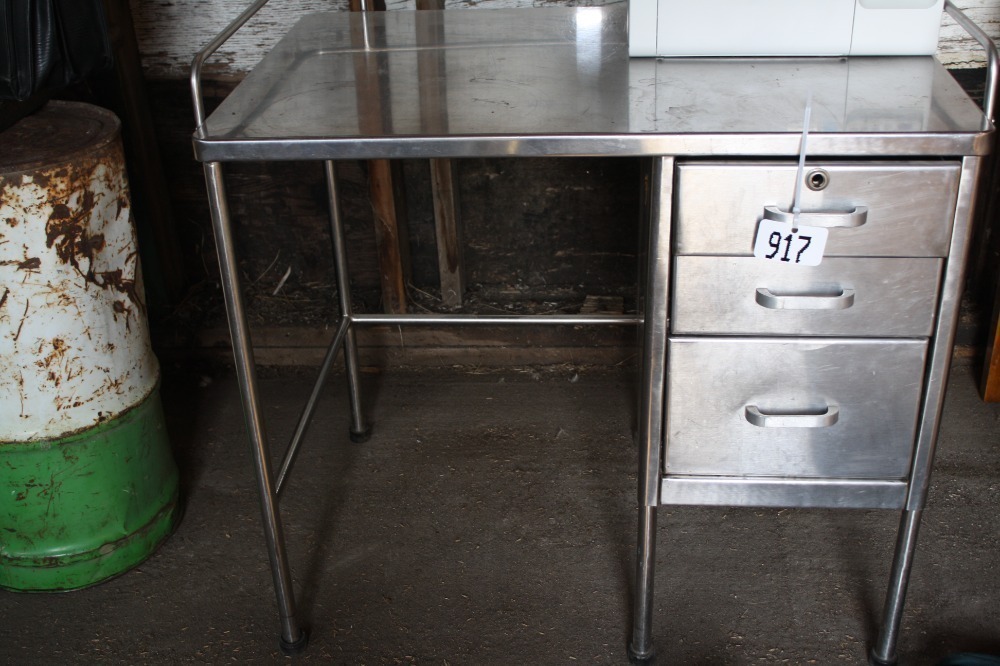 stainless steel 3 drawer desk
